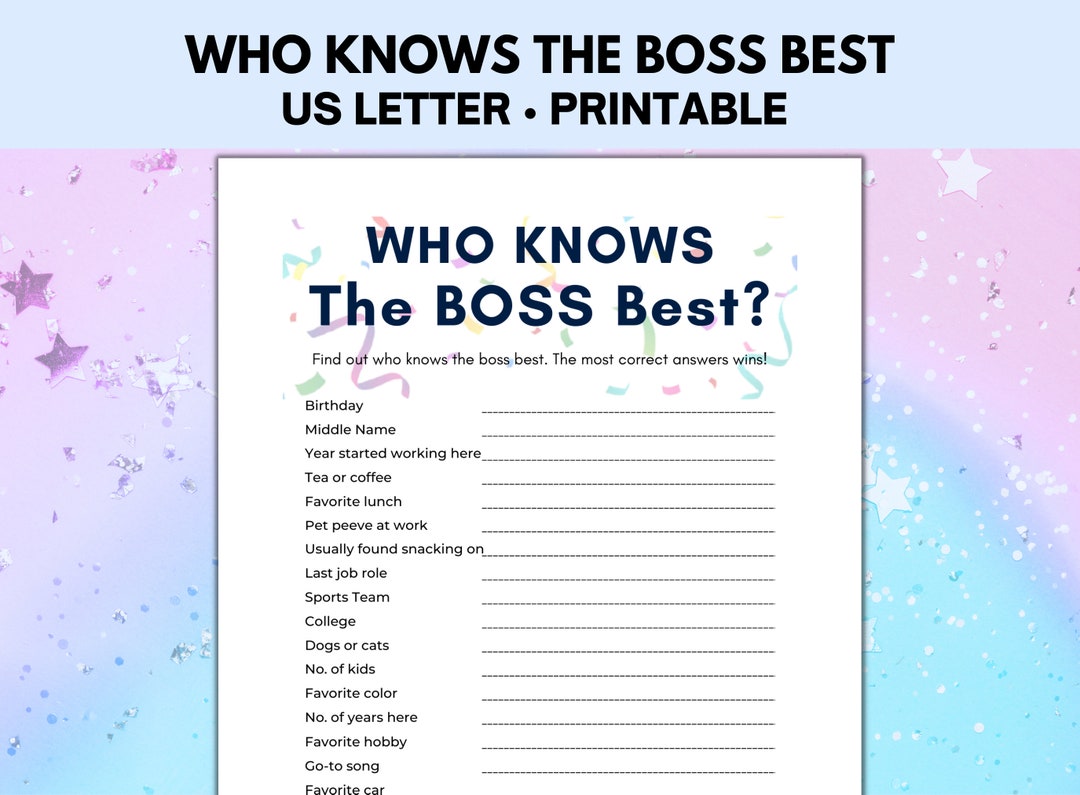 Who Knows the Boss Best, How Well Do You Know, Office Party Games, Team ...