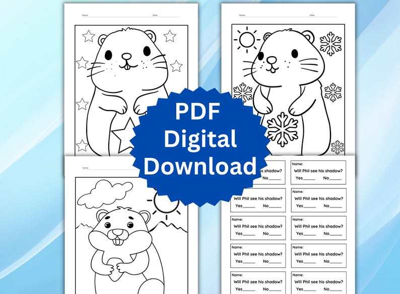 Groundhog Day Coloring Pages Plus Will Phil See His Shadow Voting Cards ...