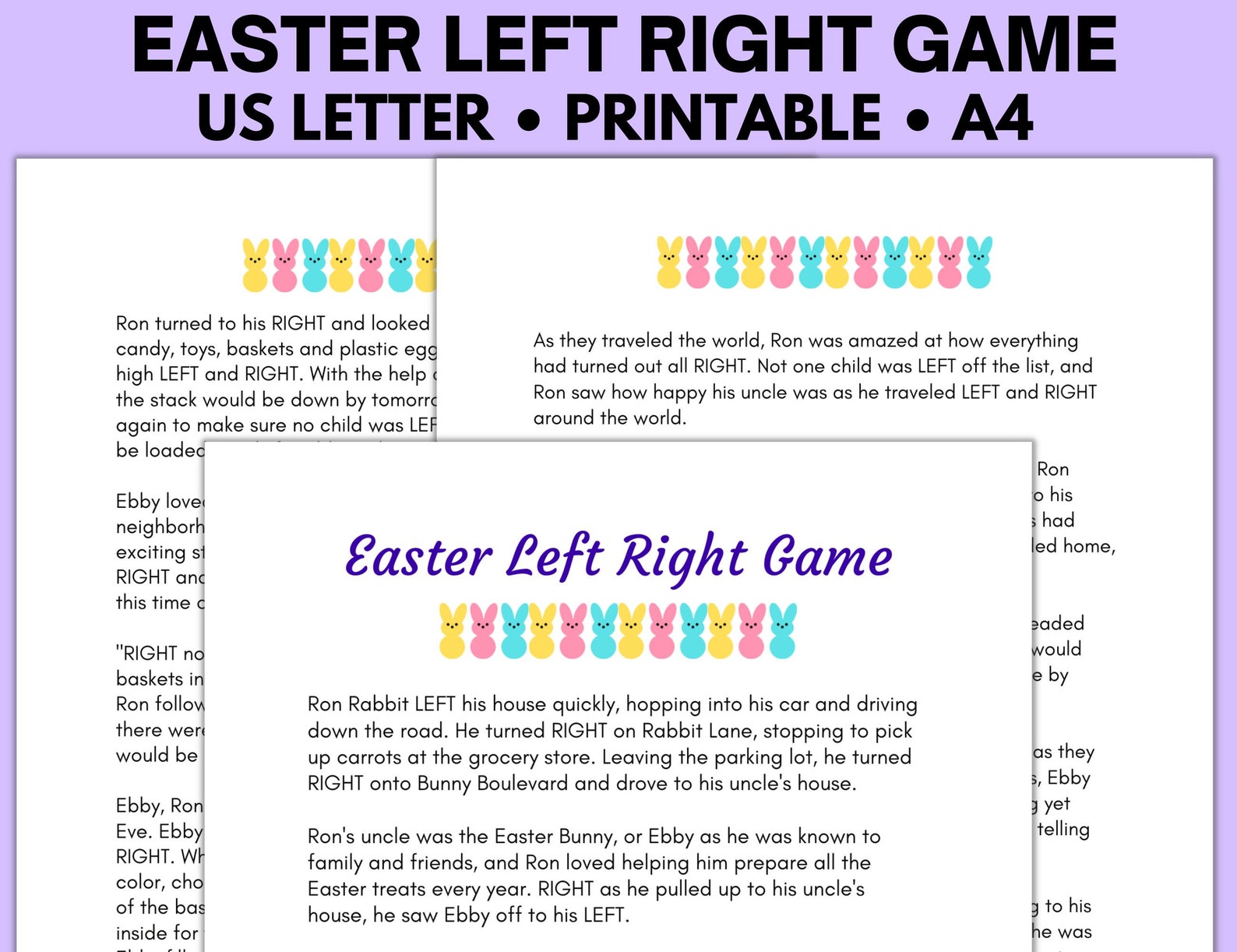 Easter Left Right Game, Pass the Gift Game, Pass the Prize Game, Right ...