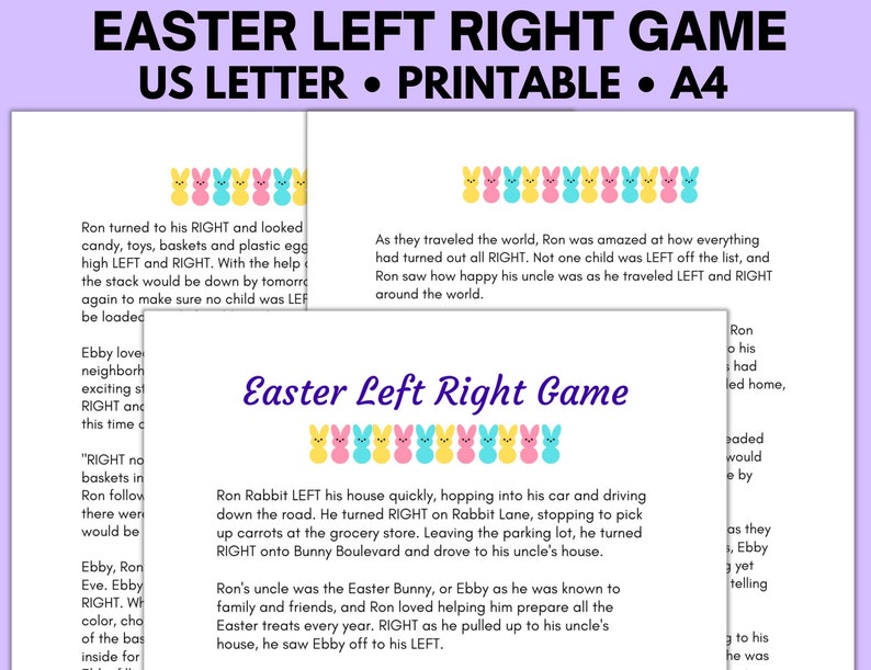 Easter Left Right Game, Pass the Gift Game, Pass the Prize Game, Right ...