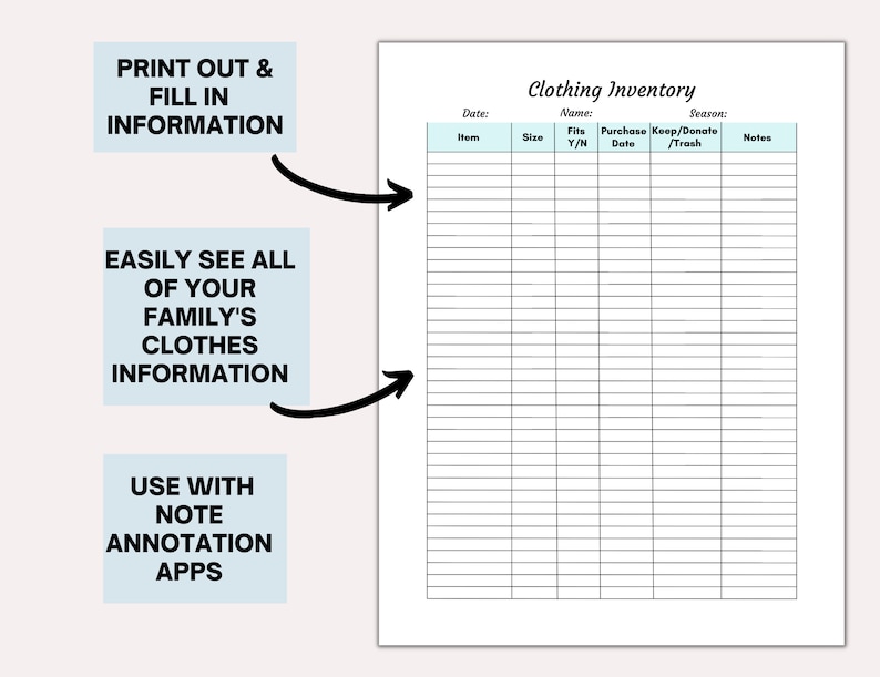 Clothing Inventory Template Sheet, Apparel Inventory Tracker, Clothing ...