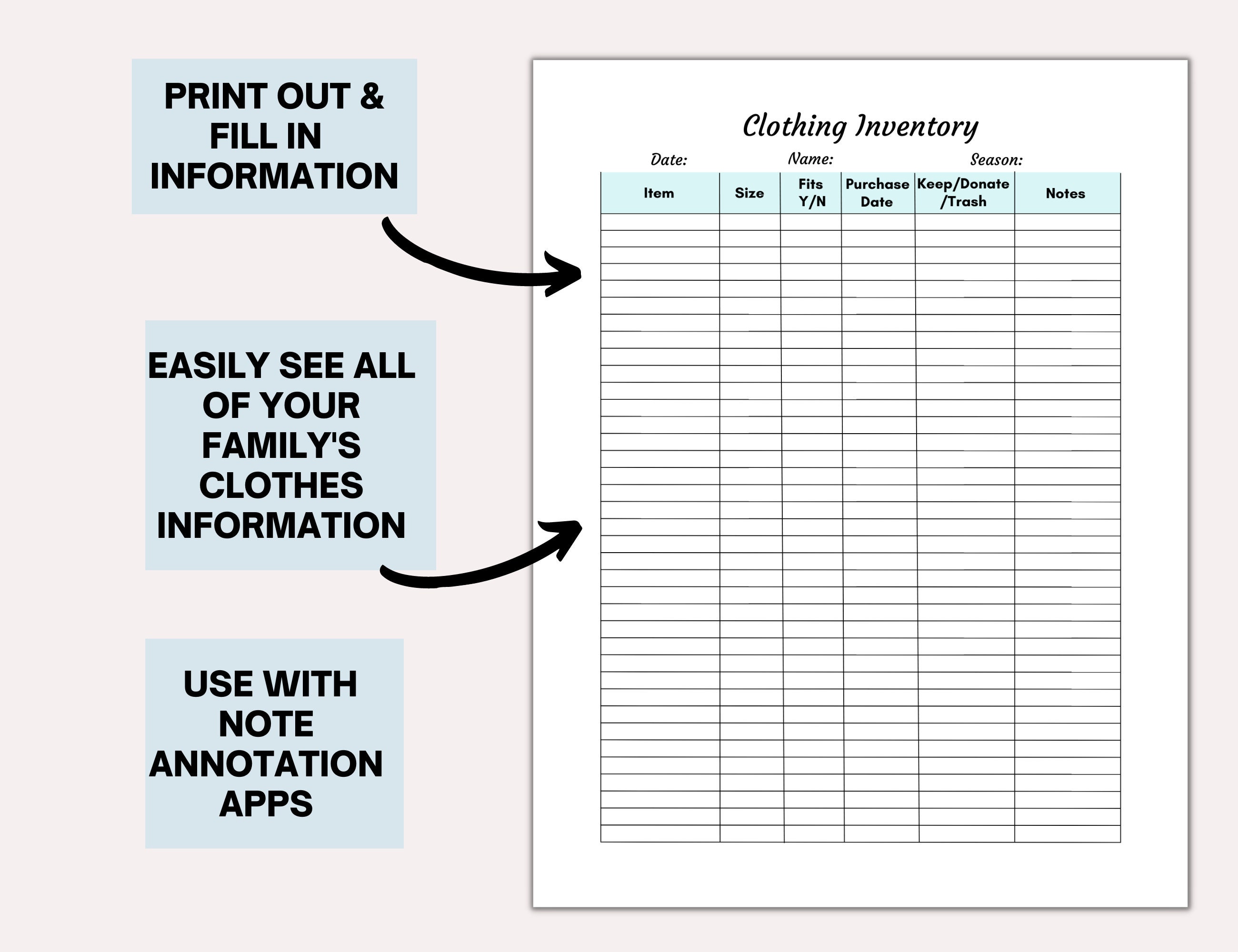 Clothing Inventory Template Sheet, Apparel Inventory Tracker, Clothing ...