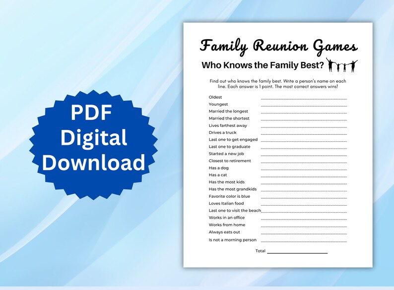 Family Reunion Who Knows Best Game, Family Reunion Games, Reunion Party ...