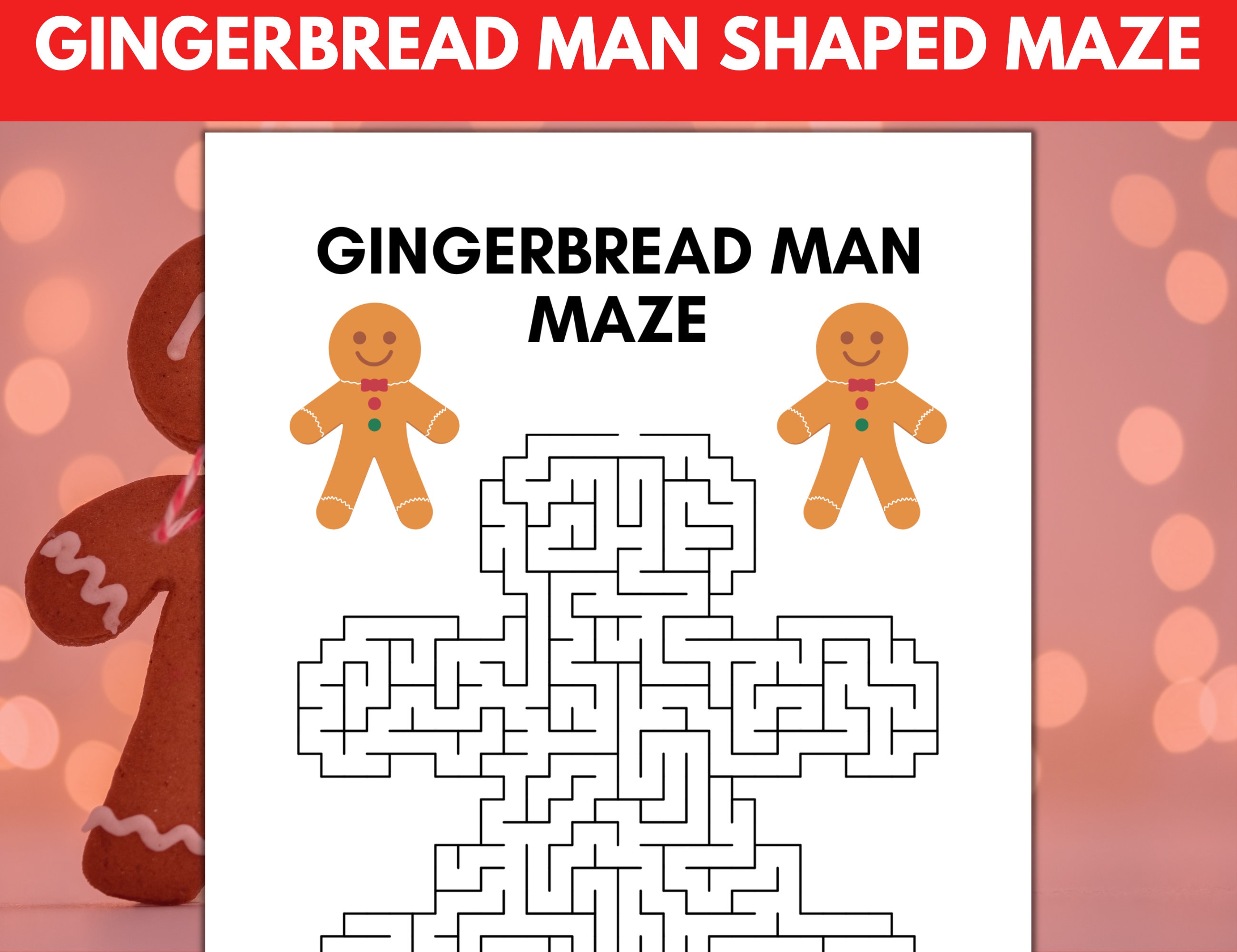 Gingerbread Man Maze, Maze Printables, Gingerbread Day Games, Printable ...