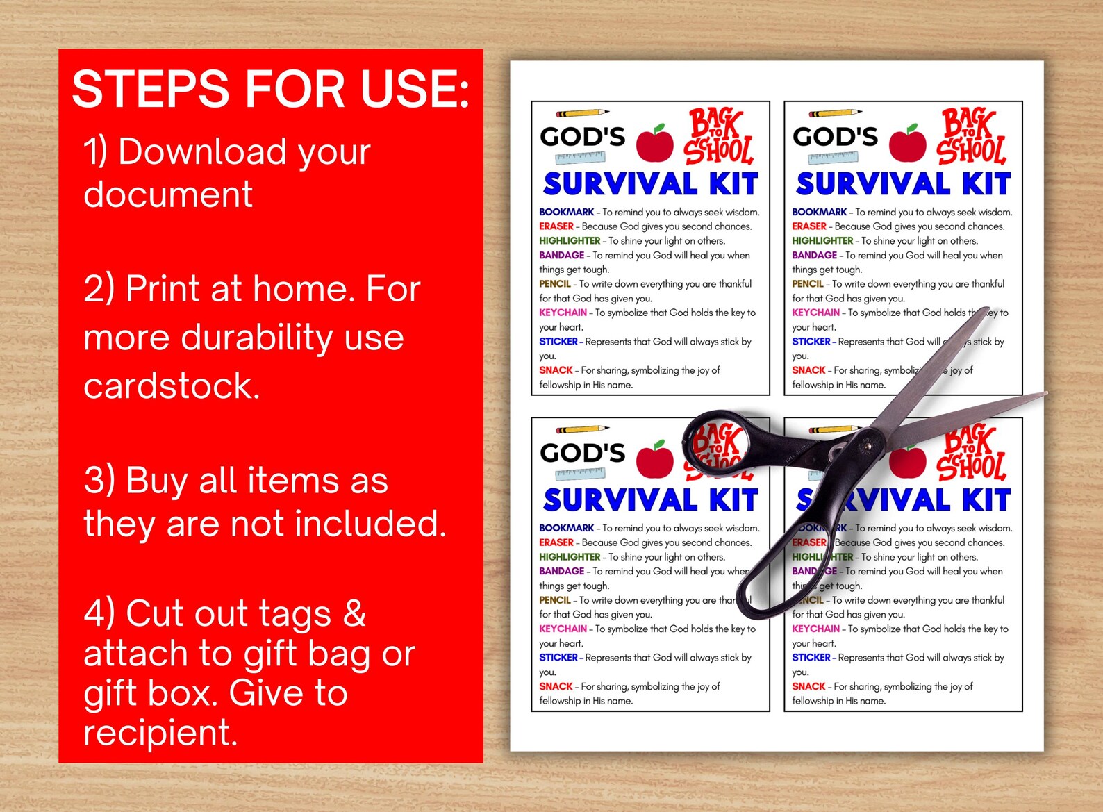God's Back to School Survival Kit Tags, Christian Survival Kit, God ...