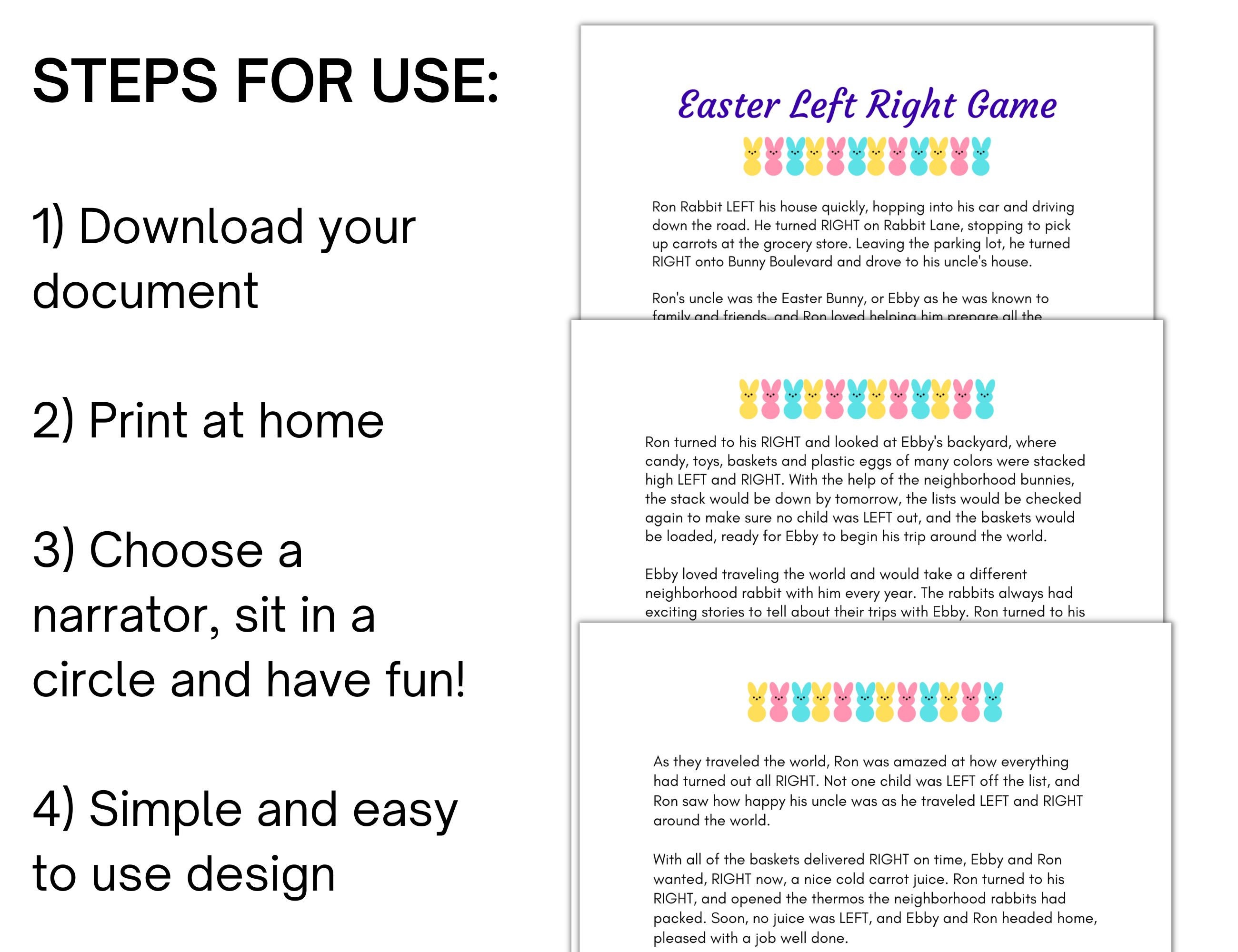 Easter Left Right Game, Pass the Gift Game, Pass the Prize Game, Right ...