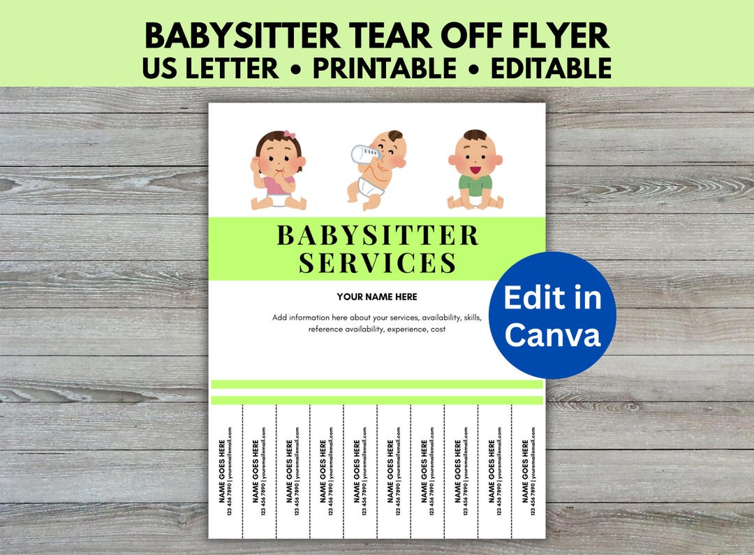 Babysitting Flyer, Editable Babysitter Flyer, Childcare Flyer Template ...