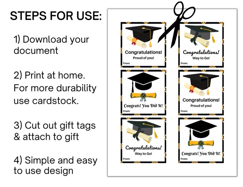 Printable Graduation Gift Tags and Labels, Graduation Wishes, Congrats ...