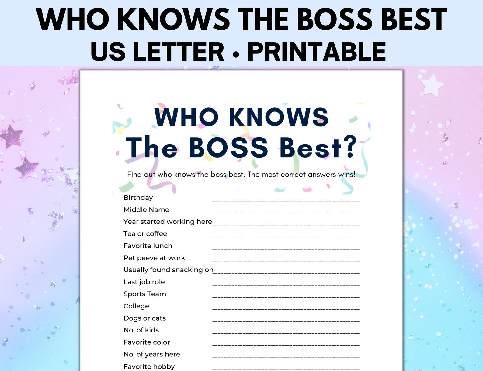 Who Knows the Boss Best, How Well Do You Know, Office Party Games, Team ...