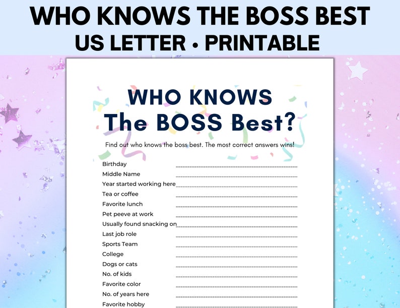 Who Knows the Boss Best, How Well Do You Know, Office Party Games, Team ...