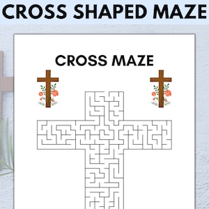 Cross Maze Printable, Lent Mazes and Games, Sunday School Games, Bible ...