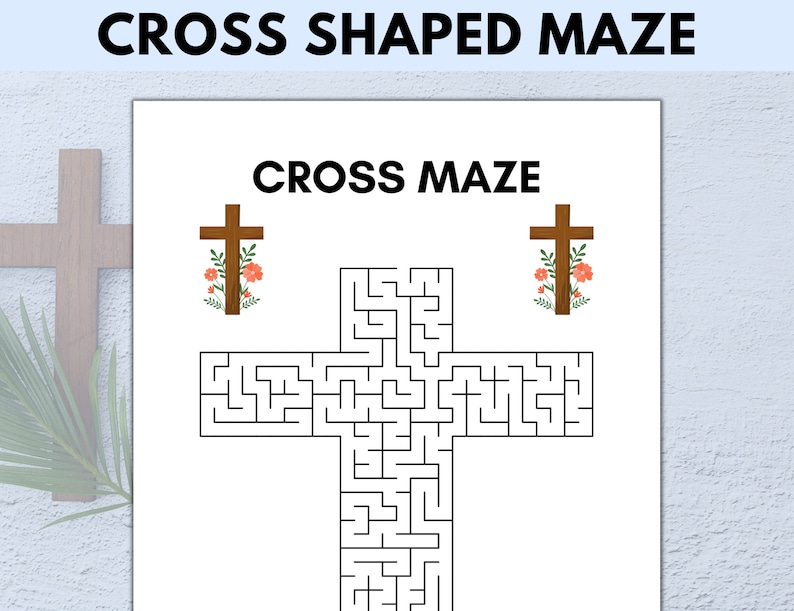Cross Maze Printable, Lent Mazes and Games, Sunday School Games, Bible ...