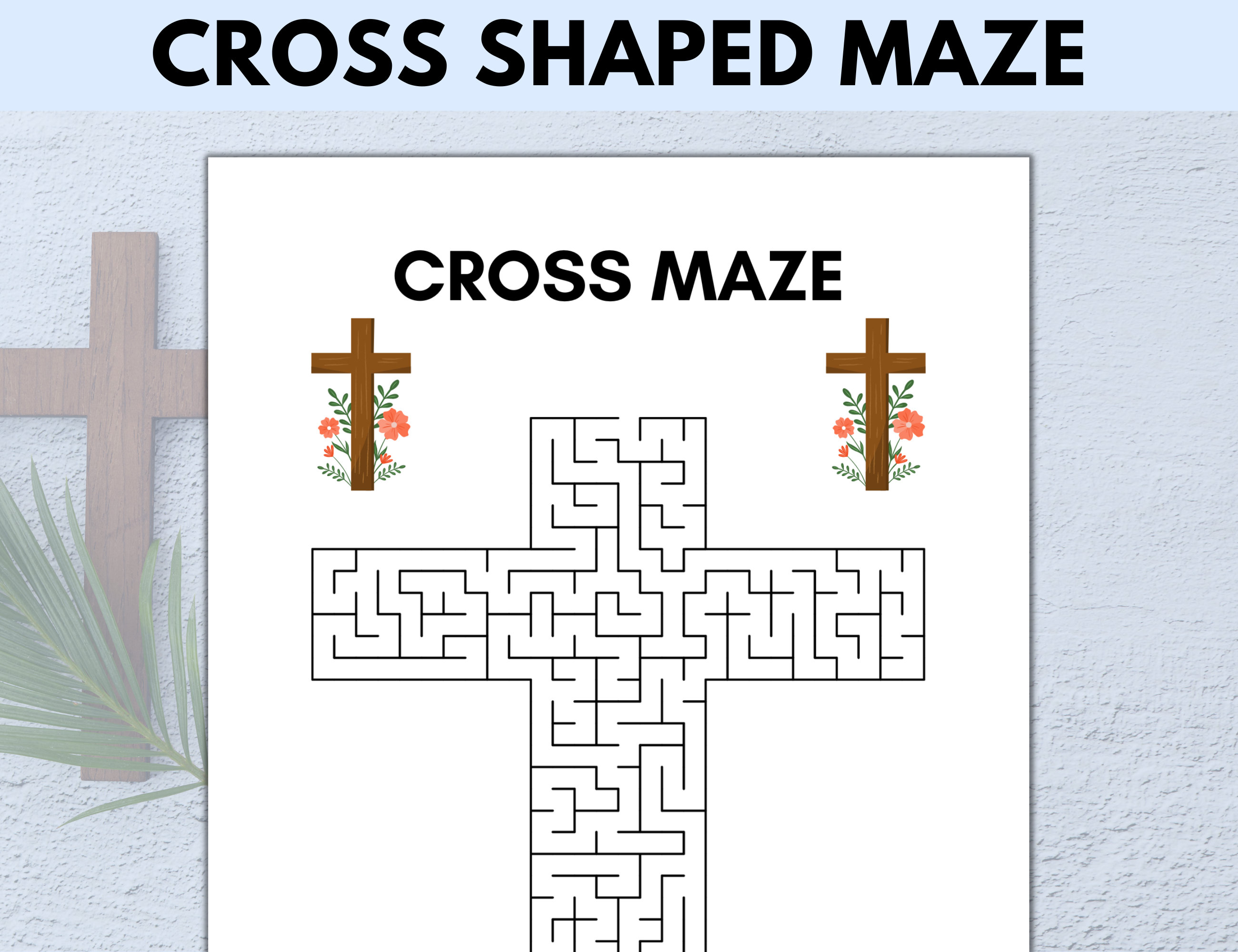 Cross Maze Printable, Lent Mazes and Games, Sunday School Games, Bible ...