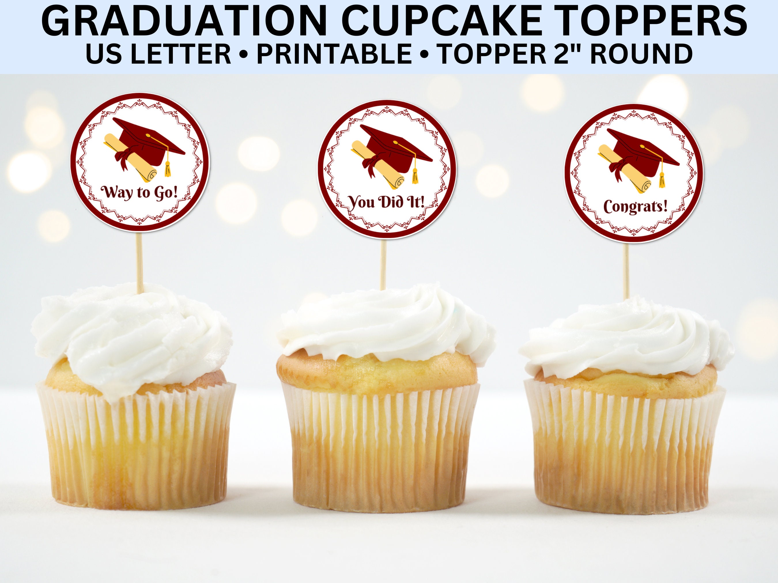 Graduation Cupcake Toppers Printable - Etsy
