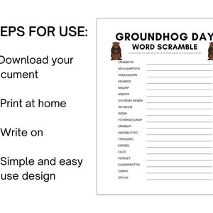 Groundhog Day Word Scramble, Groundhog Day Printable, Groundhog ...
