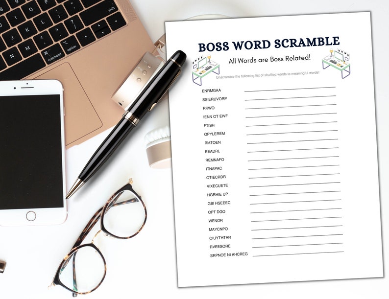 Boss Word Scramble Game, Office Party Games, Boss Day Games - Etsy