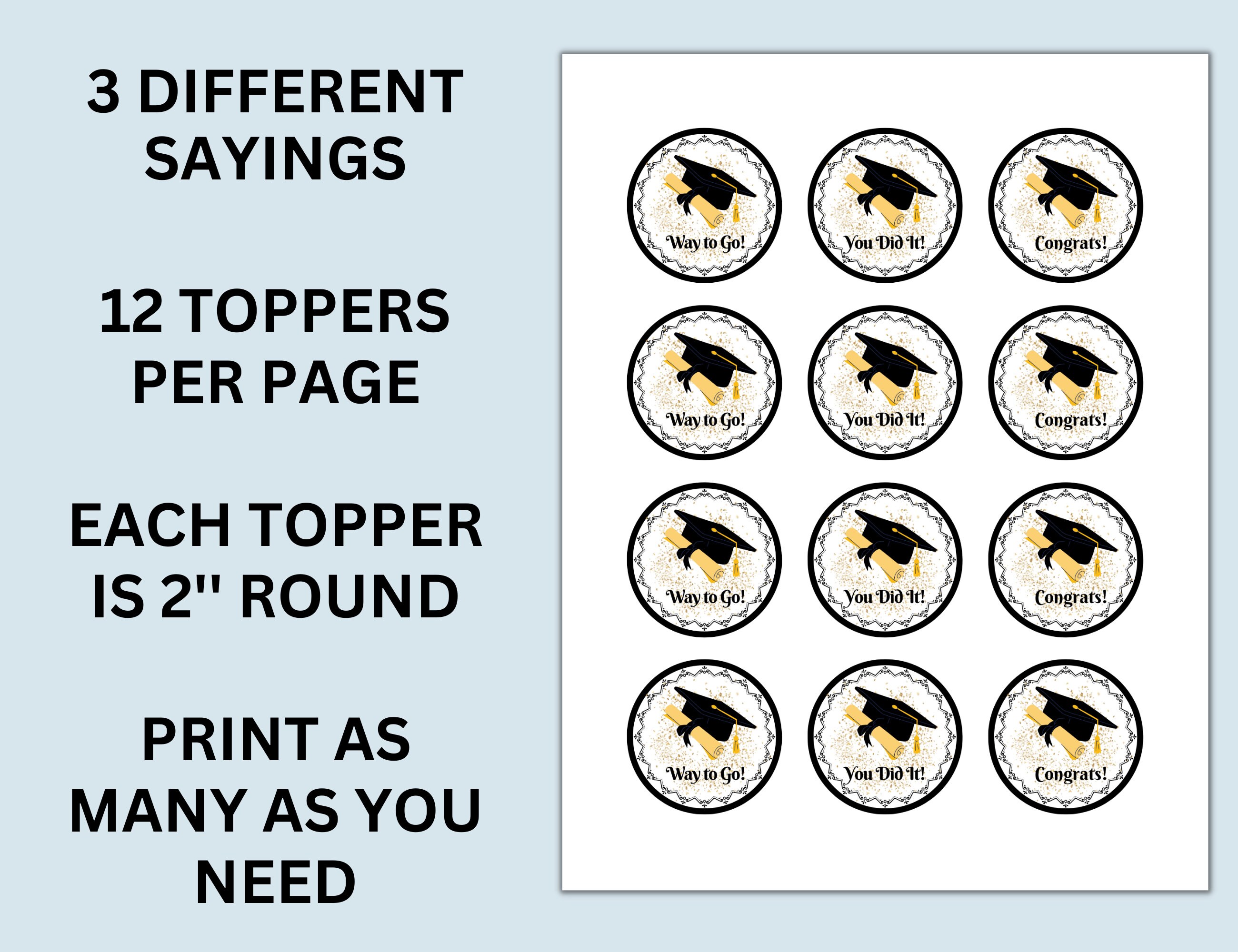 Graduation Cupcake Toppers Printable - Etsy