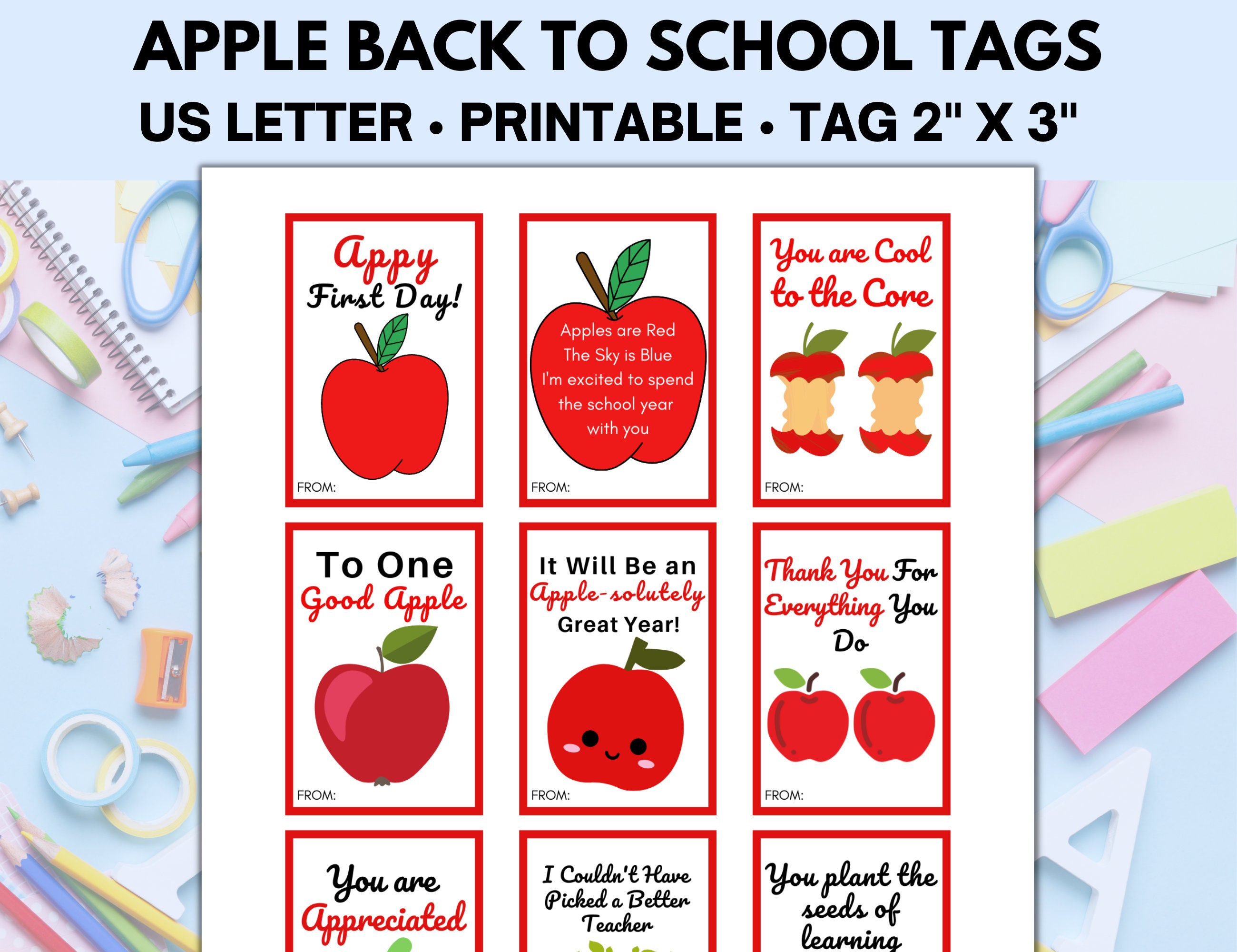 Apple Teacher Tag, First Day of School and Back to School Teacher Gift ...