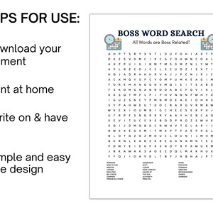 Boss Word Search Puzzle, Office Party Games, Boss Day Games - Etsy