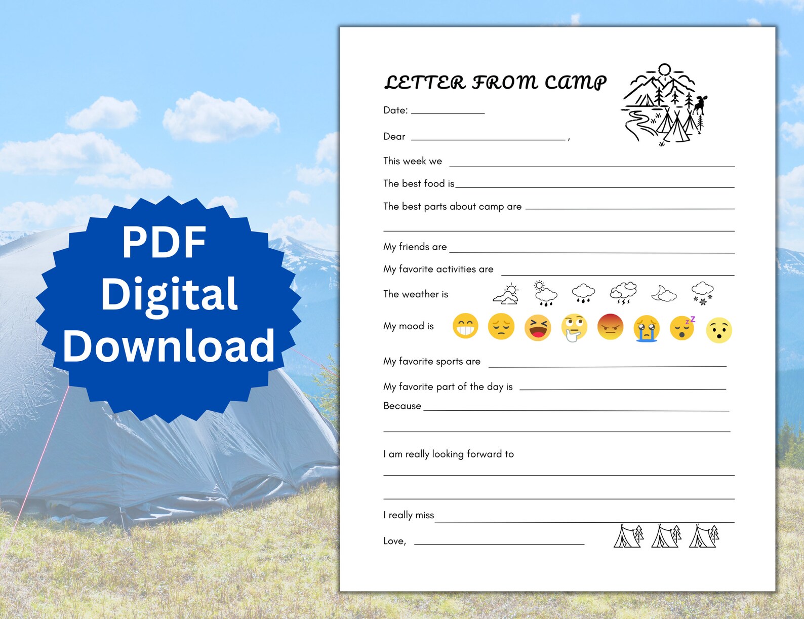 Letter From Camp for Kids to Send to Parents and Grandparents, Summer ...