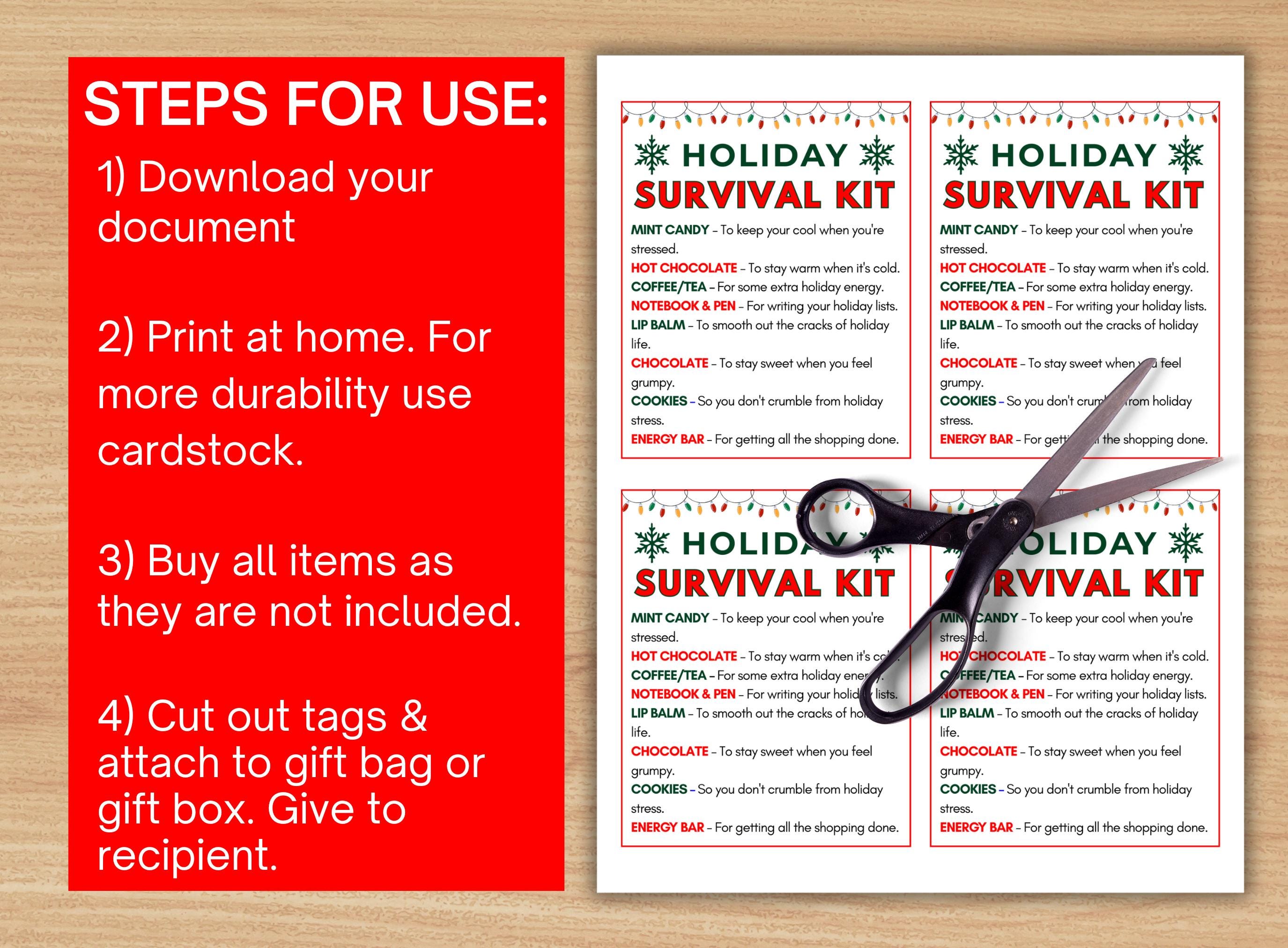 Holiday Survival Kit Tags, Printable Christmas Survival Tag - Etsy