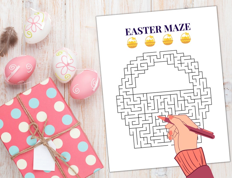Easter Basket Maze Printable Easter Games - Etsy
