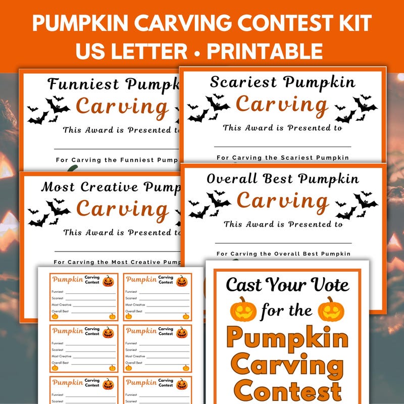 Printable Halloween Pumpkin Contest Certificates - Etsy