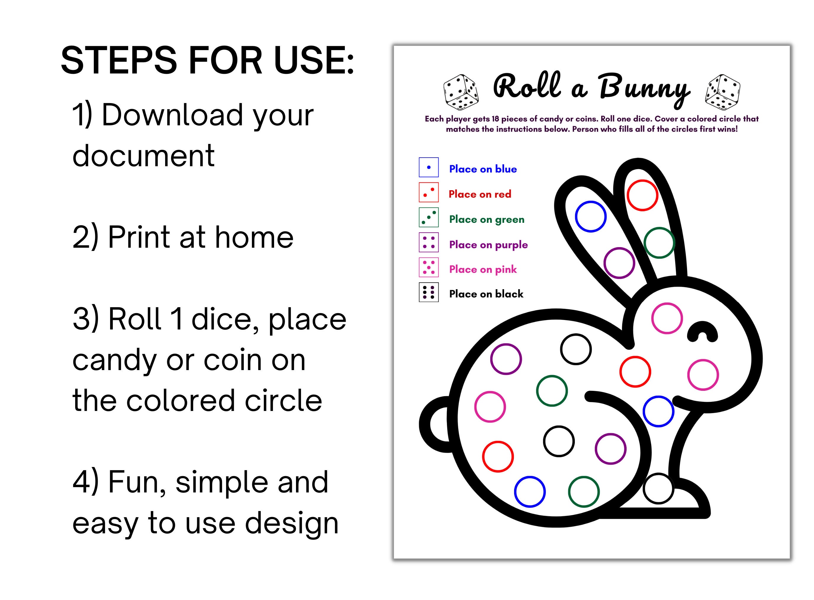 Roll a Bunny Printable Easter Dice Game for Kids, Lent Activities for ...