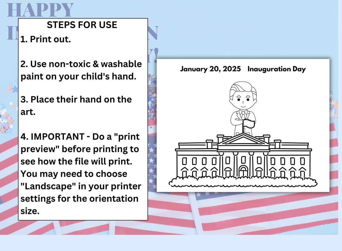 Inauguration Day Handprint Art, Fingerprint Art, Kids and Toddlers ...