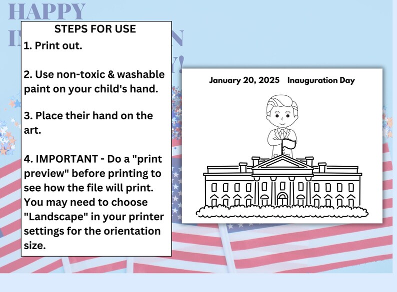 Inauguration Day Handprint Art, Fingerprint Art, Kids and Toddlers ...