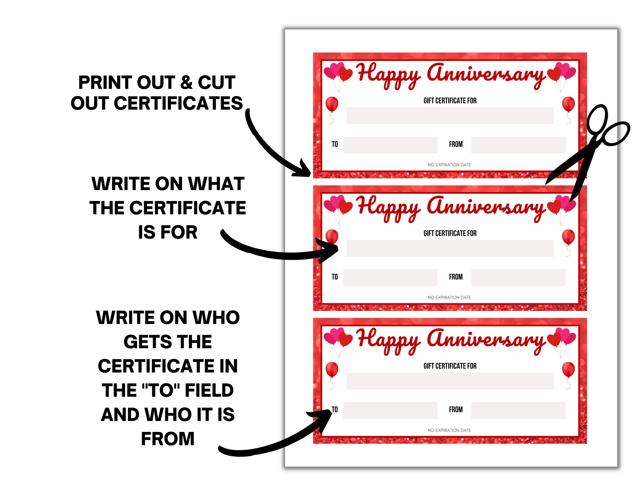Printable Anniversary Gift Certificate, Anniversary Coupons, Gift ...