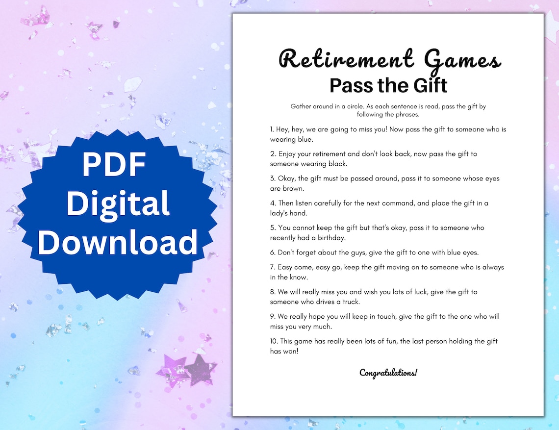 Retirement Pass the Gift Game, Retirement Games, Retiree Games, Ice ...