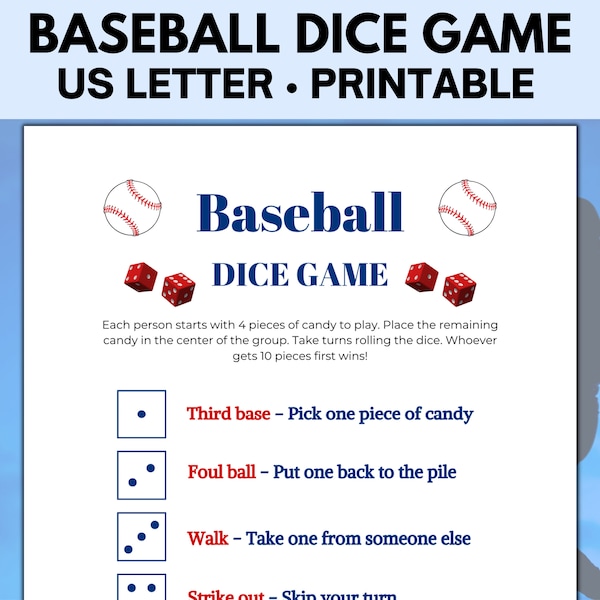 Baseball Dice Game - Etsy