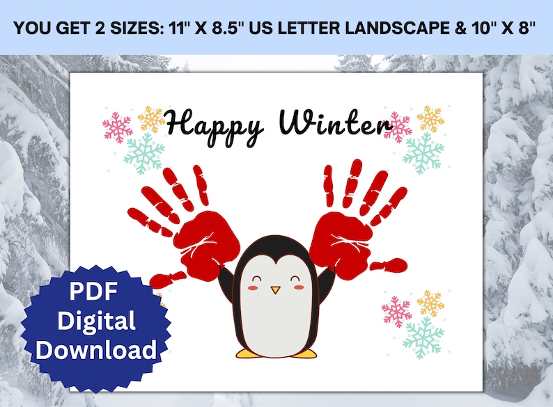 Winter Handprint Art, Winter Preschool Craft, Penguin Handprint Craft ...