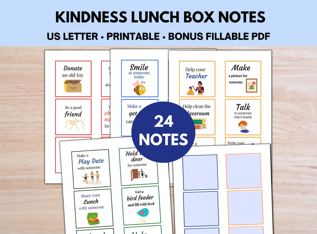 Kindness Lunch Box Notes for Kids, Lunchbox Notes, Printable Lunch Box ...