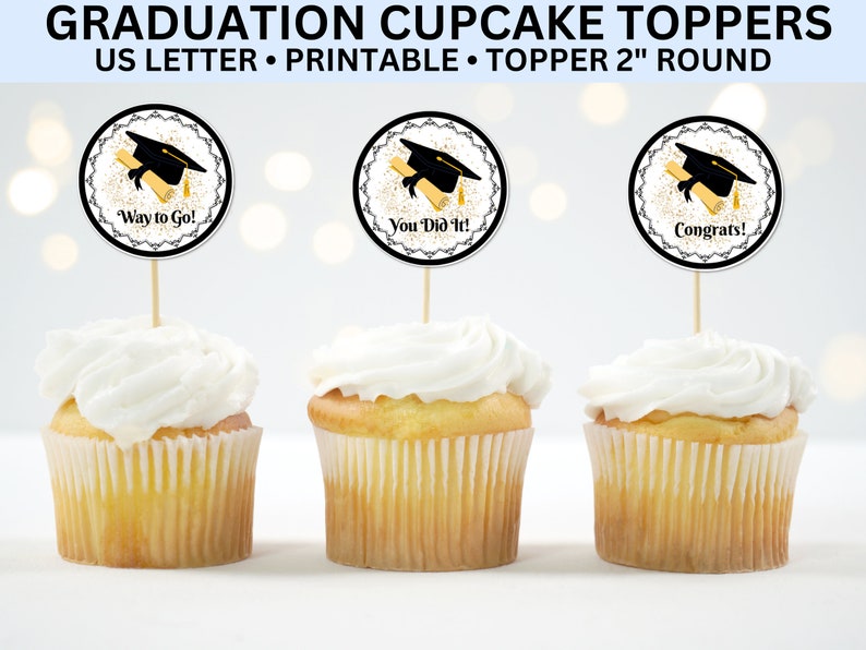 Graduation Cupcake Toppers Printable - Etsy