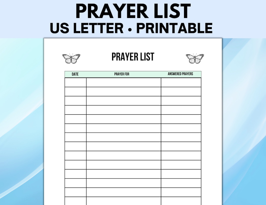 Prayer List Printable Prayer Log and Binder, Prayer Planner - Etsy