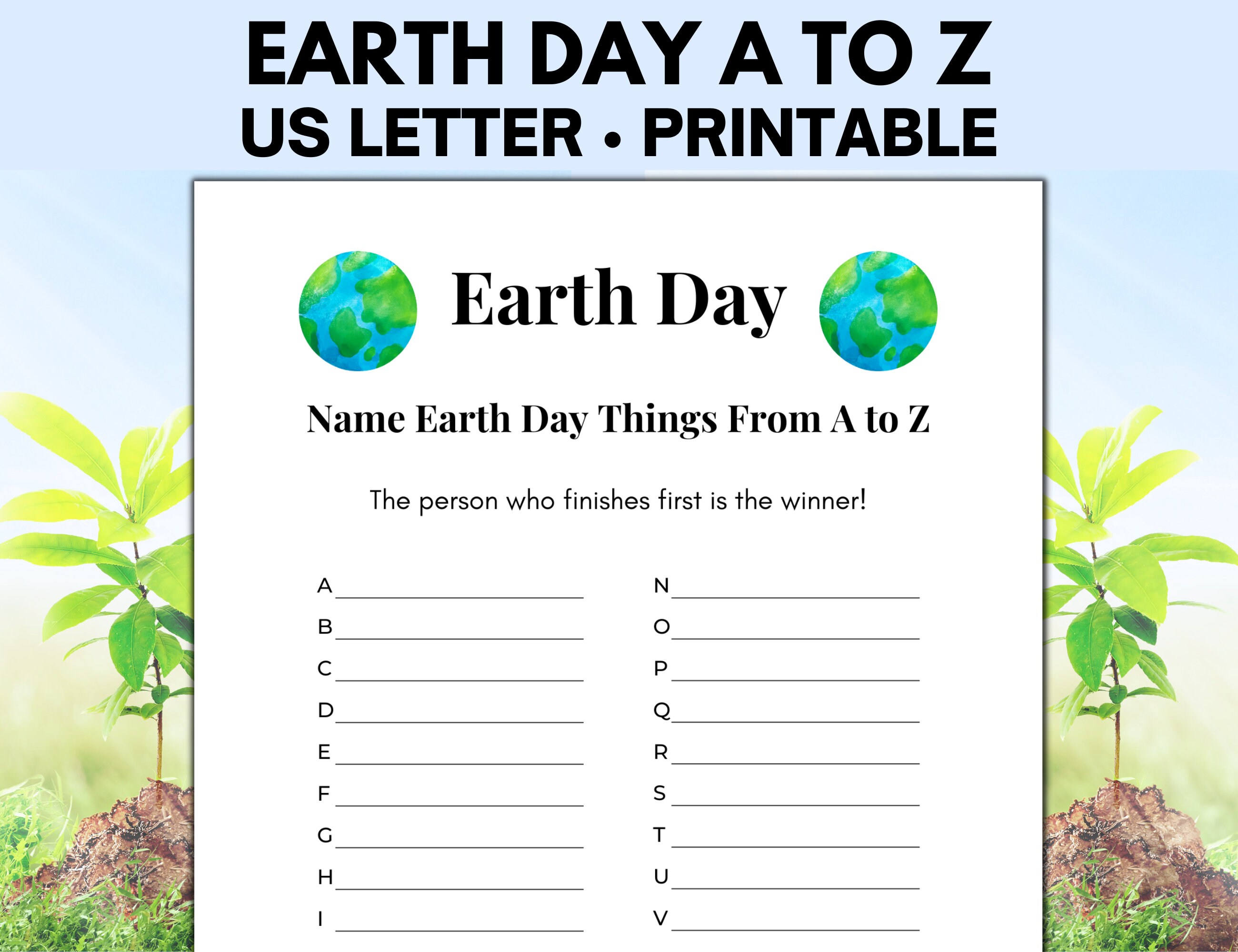 Earth Day A to Z Game Printable, Earth Day Activities, Earth Day Games ...