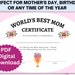Best Mom Certificate, World's Best Mom, Best Mom Ever Award Certificate ...