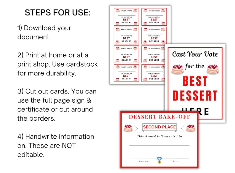 Dessert Bake off Contest Kit, Dessert Cook Off, Baking Competition ...