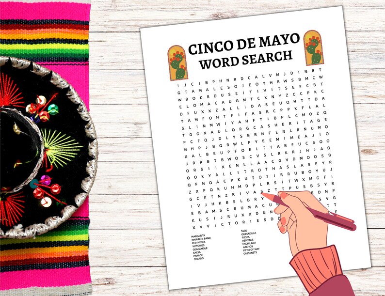 Cinco De Mayo Word Search Puzzle, Cinco De Mayo Games, Fiesta Games ...
