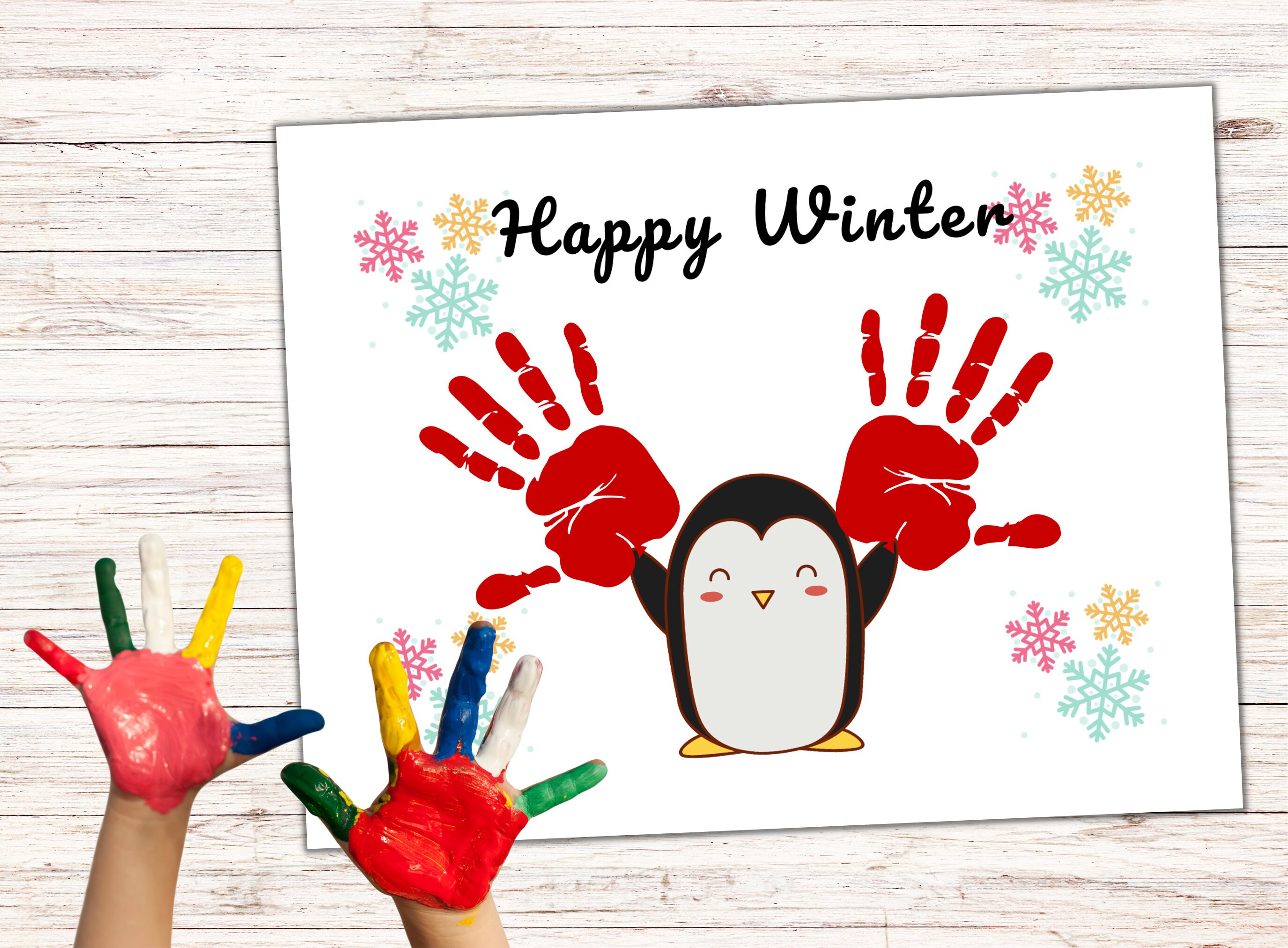 Winter Handprint Art, Winter Preschool Craft, Penguin Handprint Craft ...