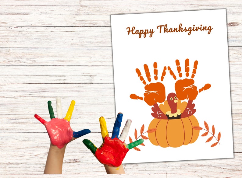 Thanksgiving Handprint, Thanksgiving Kids Table Activities, Fingerprint ...
