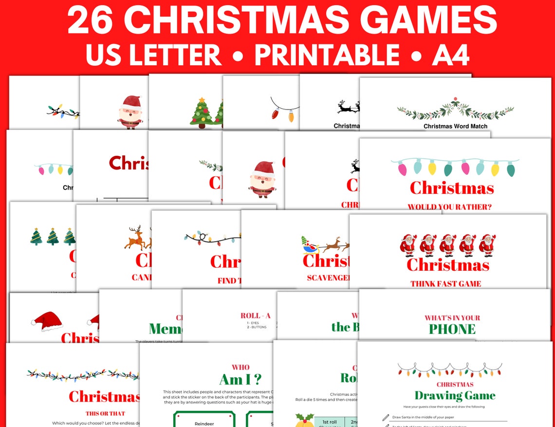 Christmas Game Bundle, Printable Christmas Games, Christmas Word Games ...