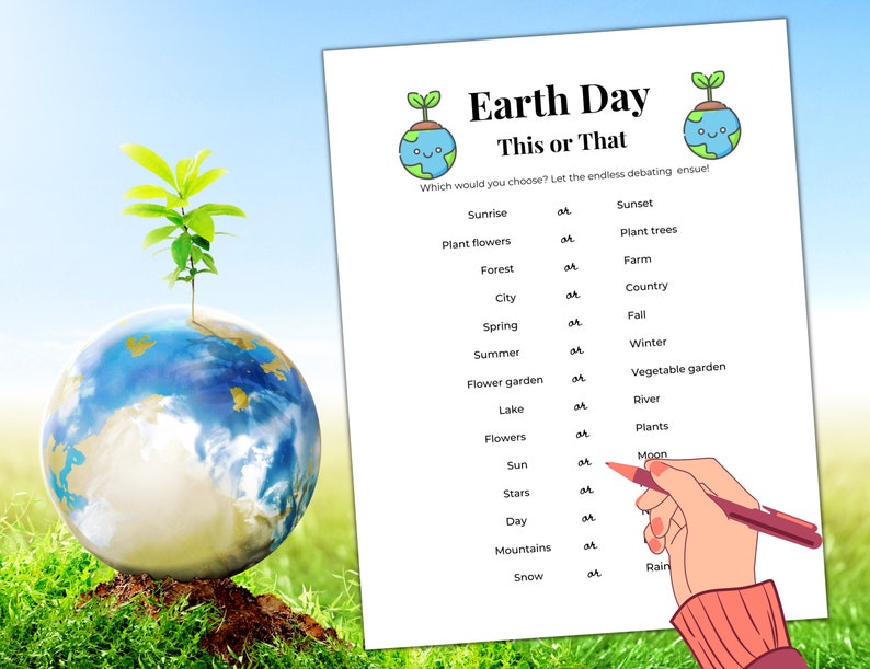 Earth Day This or That Game, Ice Breaker Games, Earth Day Printable ...