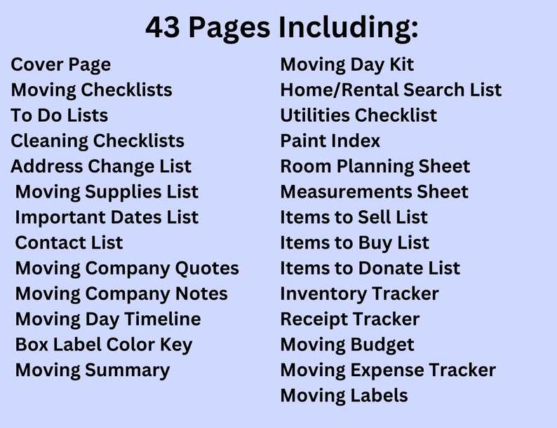 Moving Planner Printable, Moving Checklist and Binder, Moving Labels ...