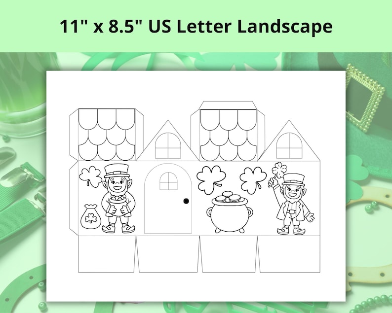 Leprechaun 3D Paper House, Printable Leprechaun House, Leprechaun Trap ...
