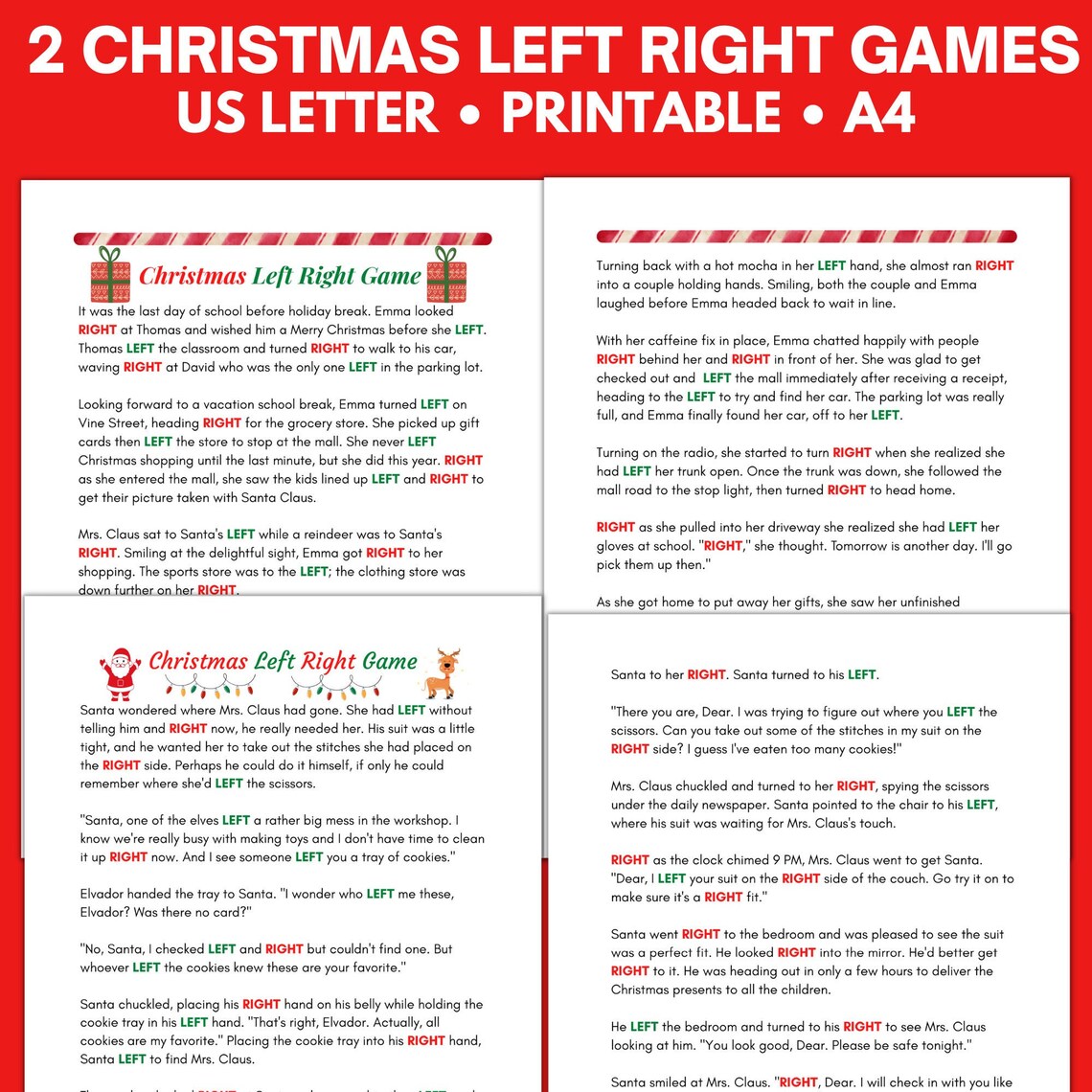 Christmas Left Right Game, Pass the Gift Game, White Elephant Game ...