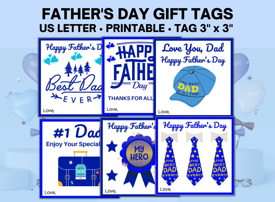 Father's Day Gift Tags Printable, Best Dad Ever Gift Tag - Etsy