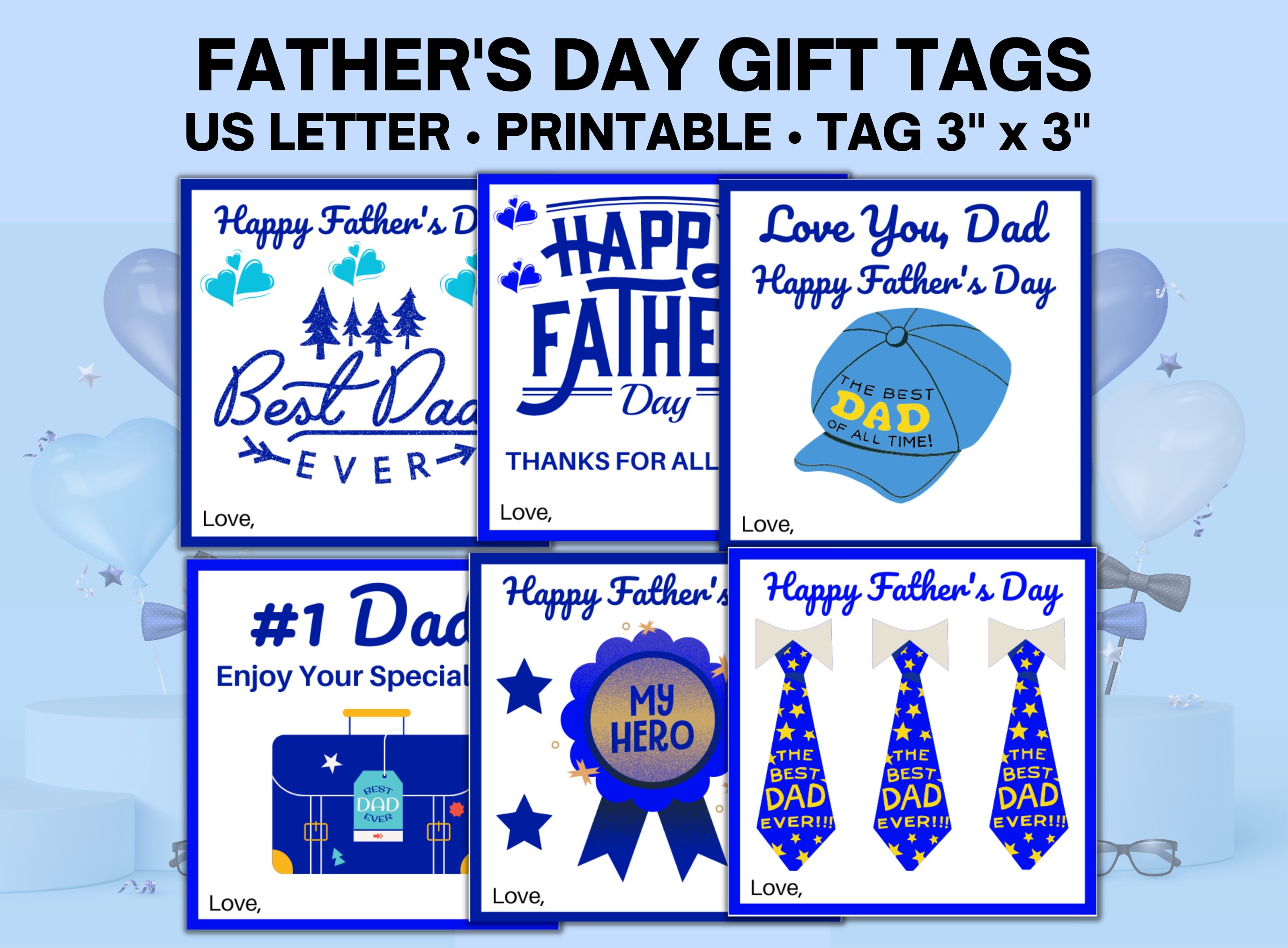 Father's Day Gift Tags Printable, Best Dad Ever Gift Tag - Etsy